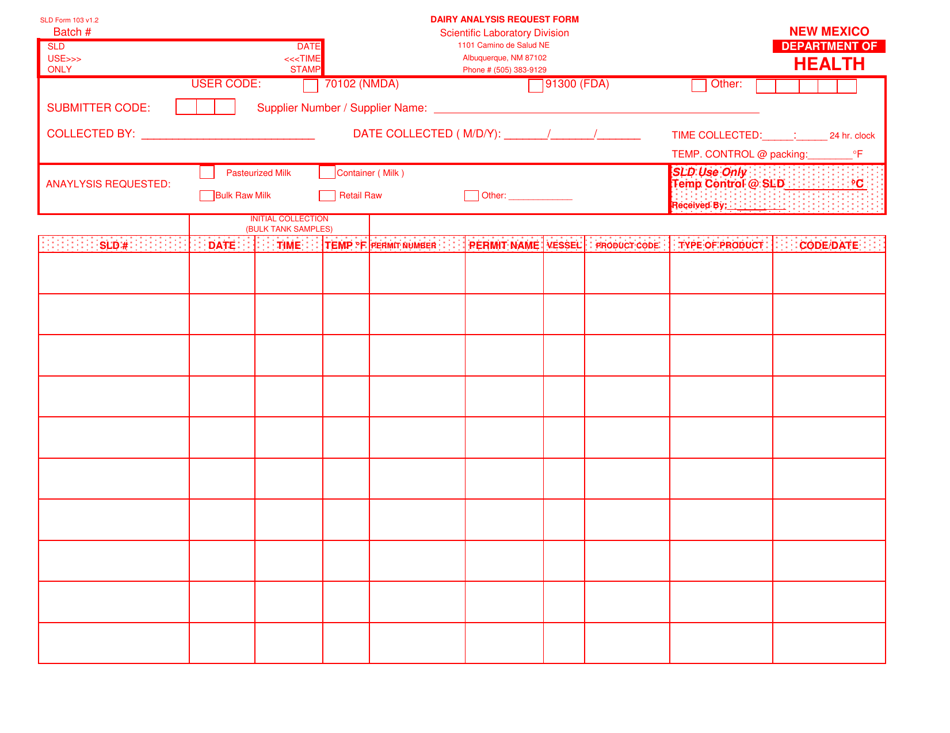 SLD Form 103 - Fill Out, Sign Online and Download Printable PDF, New ...