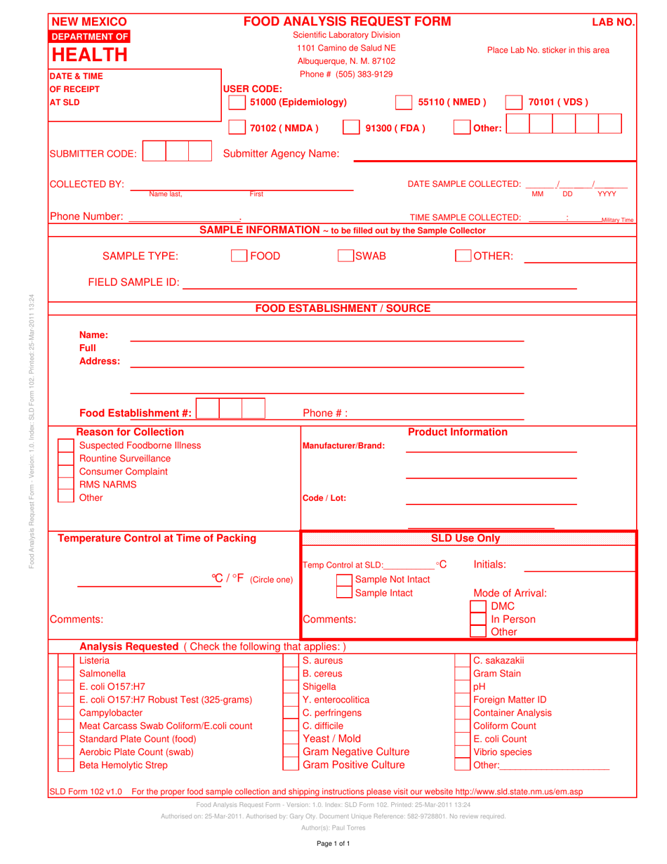 SLD Form 102 - Fill Out, Sign Online and Download Printable PDF, New ...