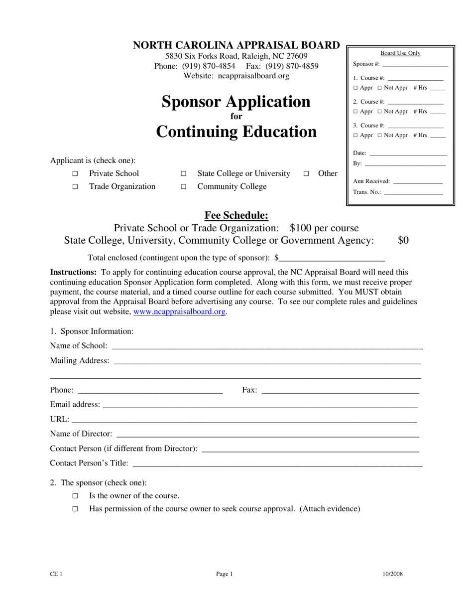 Form CE1 - Fill Out, Sign Online and Download Fillable PDF, North ...