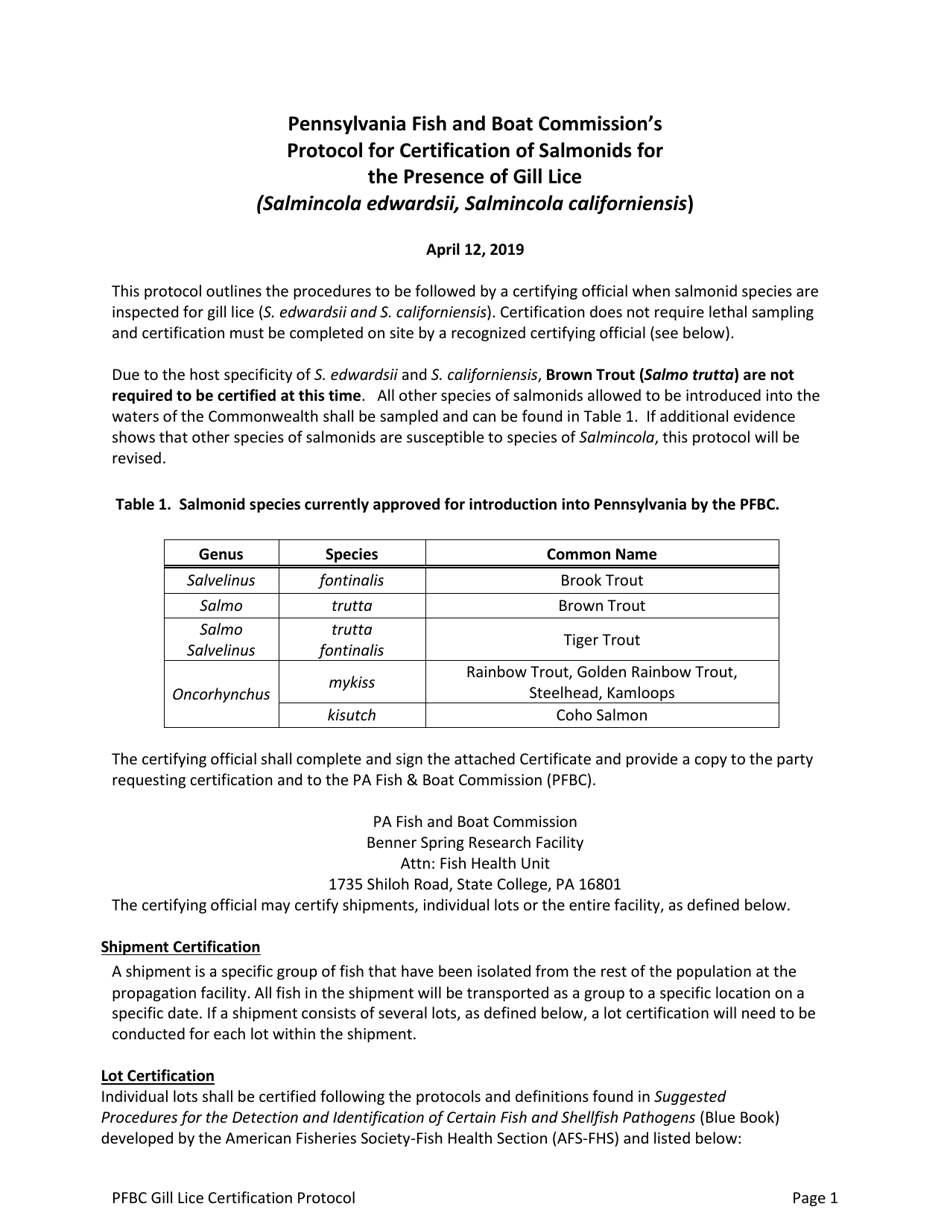 Pennsylvania Gill Lice Certificate - Fill Out, Sign Online and Download ...