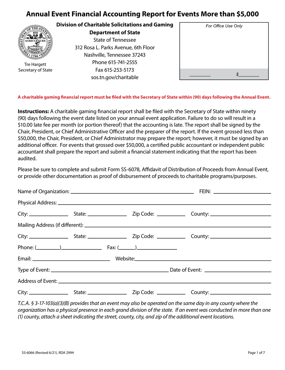 Form SS-6066 - Fill Out, Sign Online and Download Printable PDF ...