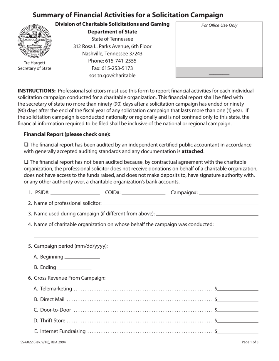 Form SS-6022 - Fill Out, Sign Online and Download Fillable PDF ...