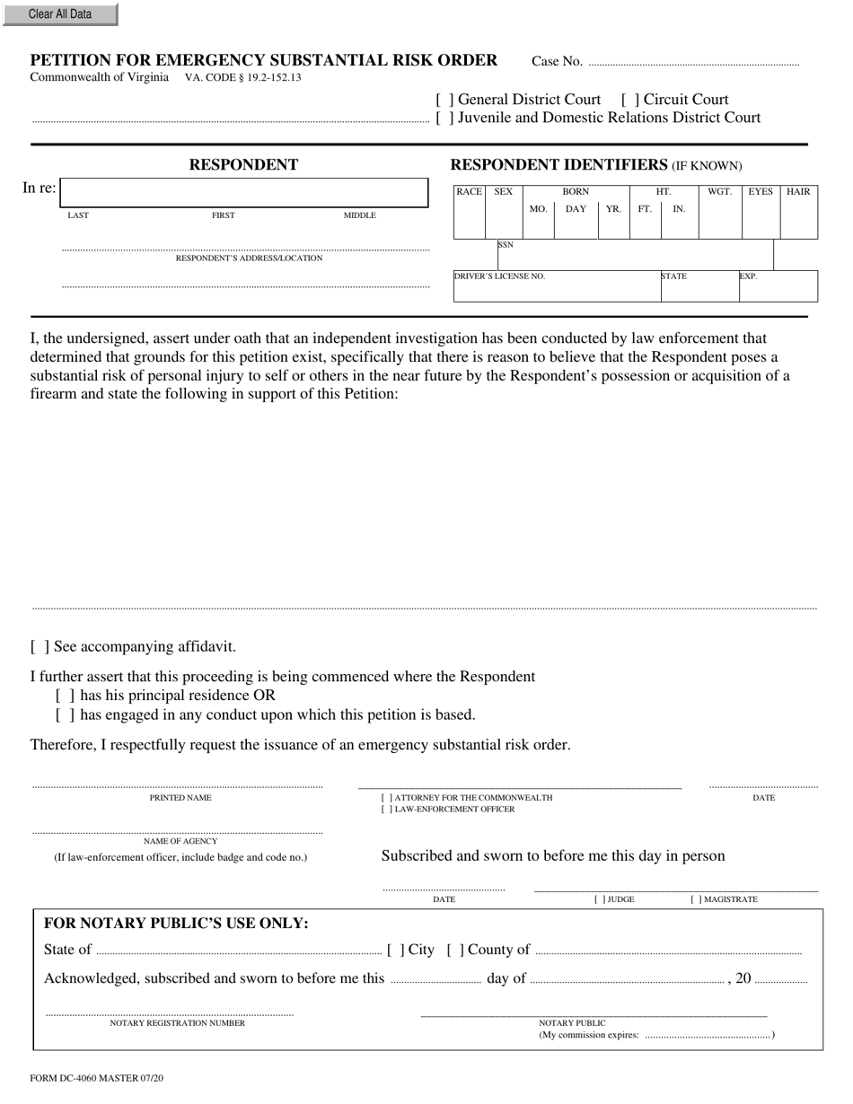 Form DC-4060 - Fill Out, Sign Online and Download Fillable PDF ...