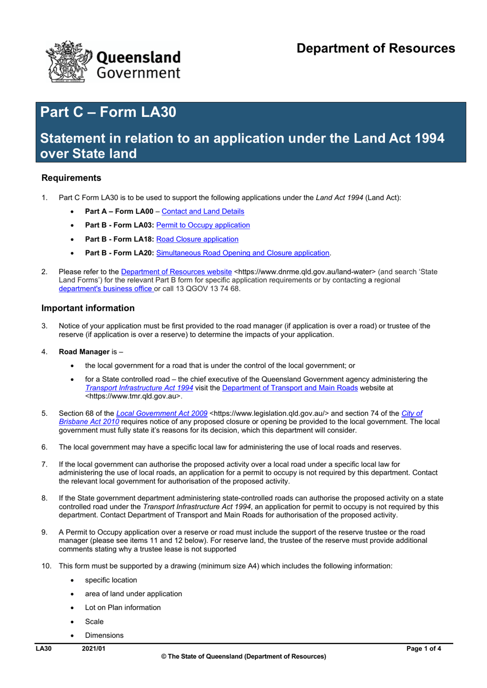 Form LA30 Part C - Fill Out, Sign Online and Download Fillable PDF ...