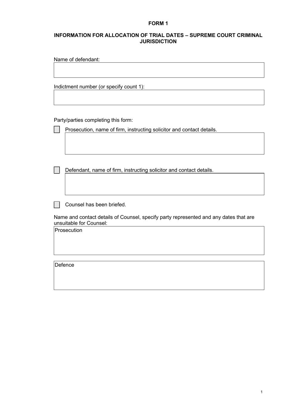 Form 1 - Fill Out, Sign Online and Download Fillable PDF, Queensland ...