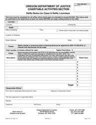 Oregon Raffle Notice for Class a Raffle Licensees - Fill Out, Sign ...