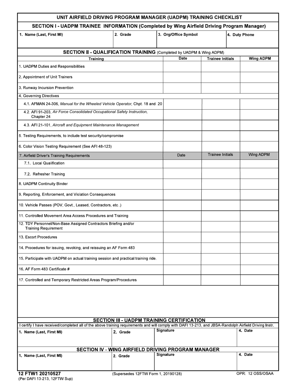 12FTW Form 1 - Fill Out, Sign Online and Download Fillable PDF ...