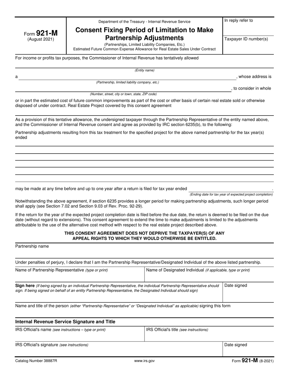 IRS Form 921-M - Fill Out, Sign Online and Download Fillable PDF ...