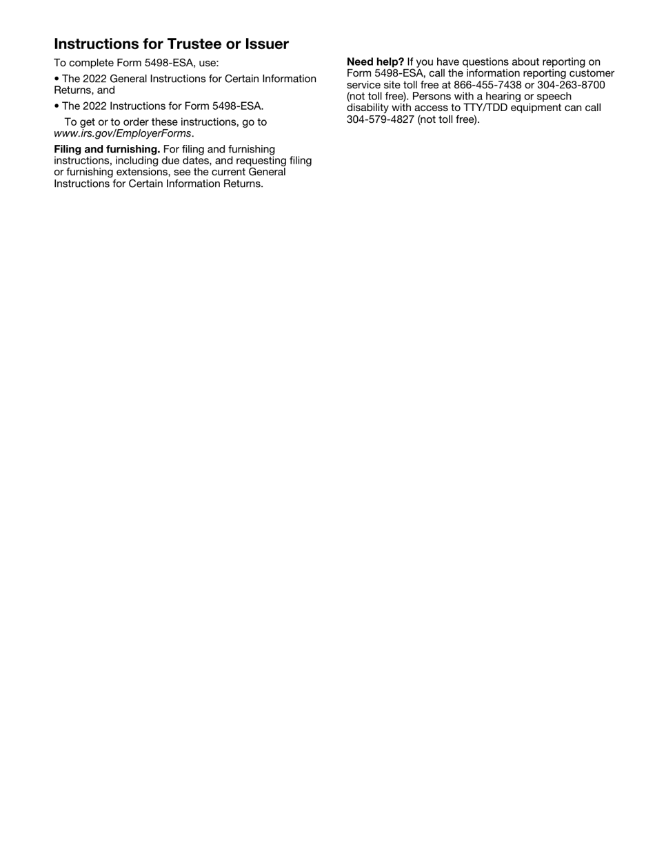 IRS Form 5498-ESA - 2022 - Fill Out, Sign Online and Download Fillable ... IRS Form 5498-ESA - 2022 - Fill Out, Sign Online and Download Fillable ...