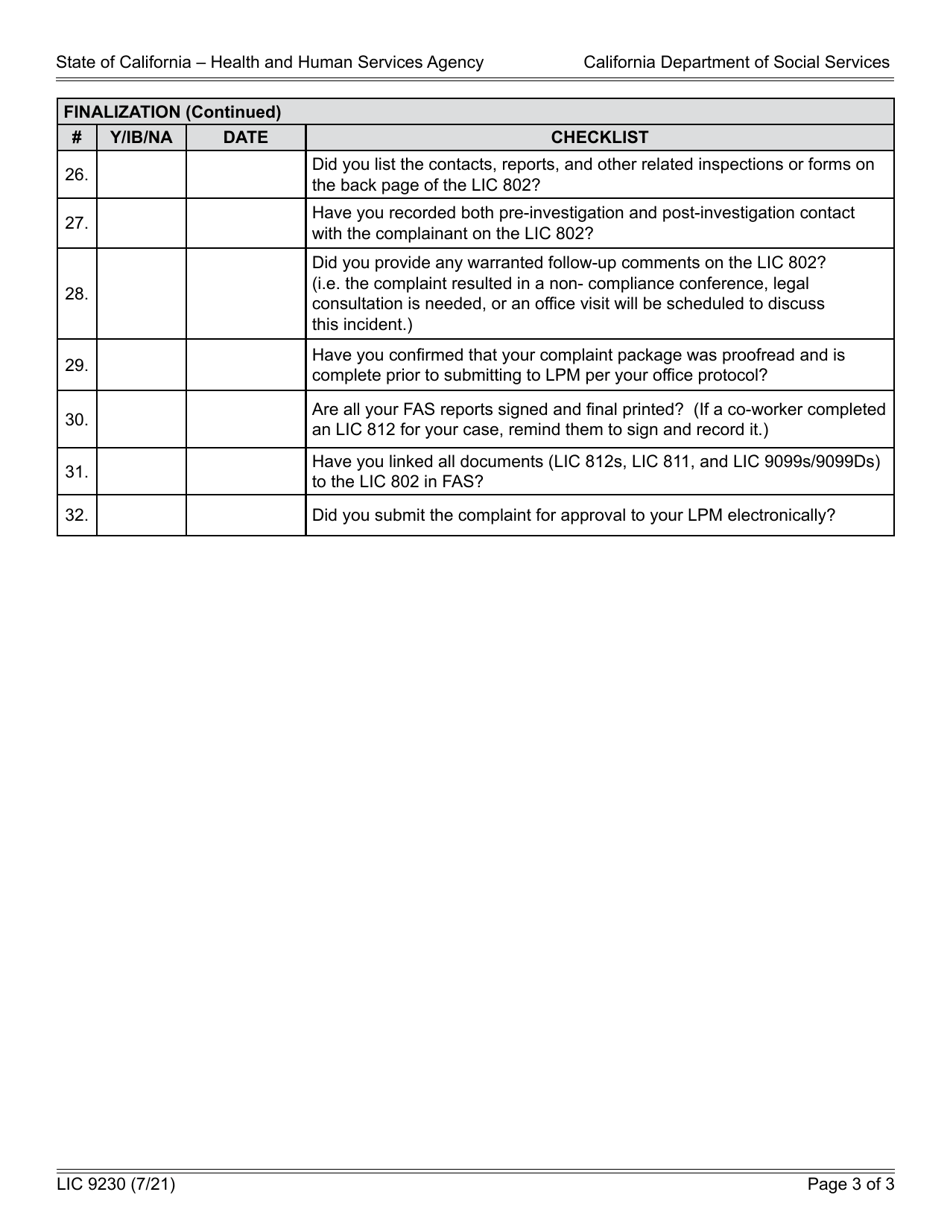 Form LIC9230 Download Fillable PDF or Fill Online Licensing Program ... Form LIC9230 Download Fillable PDF or Fill Online Licensing Program ...