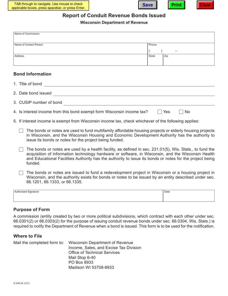 Form IC-805 - Fill Out, Sign Online and Download Fillable PDF ...