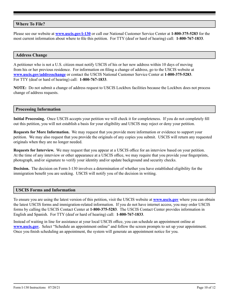 Download Instructions For USCIS Form I 130 I 130A PDF Templateroller