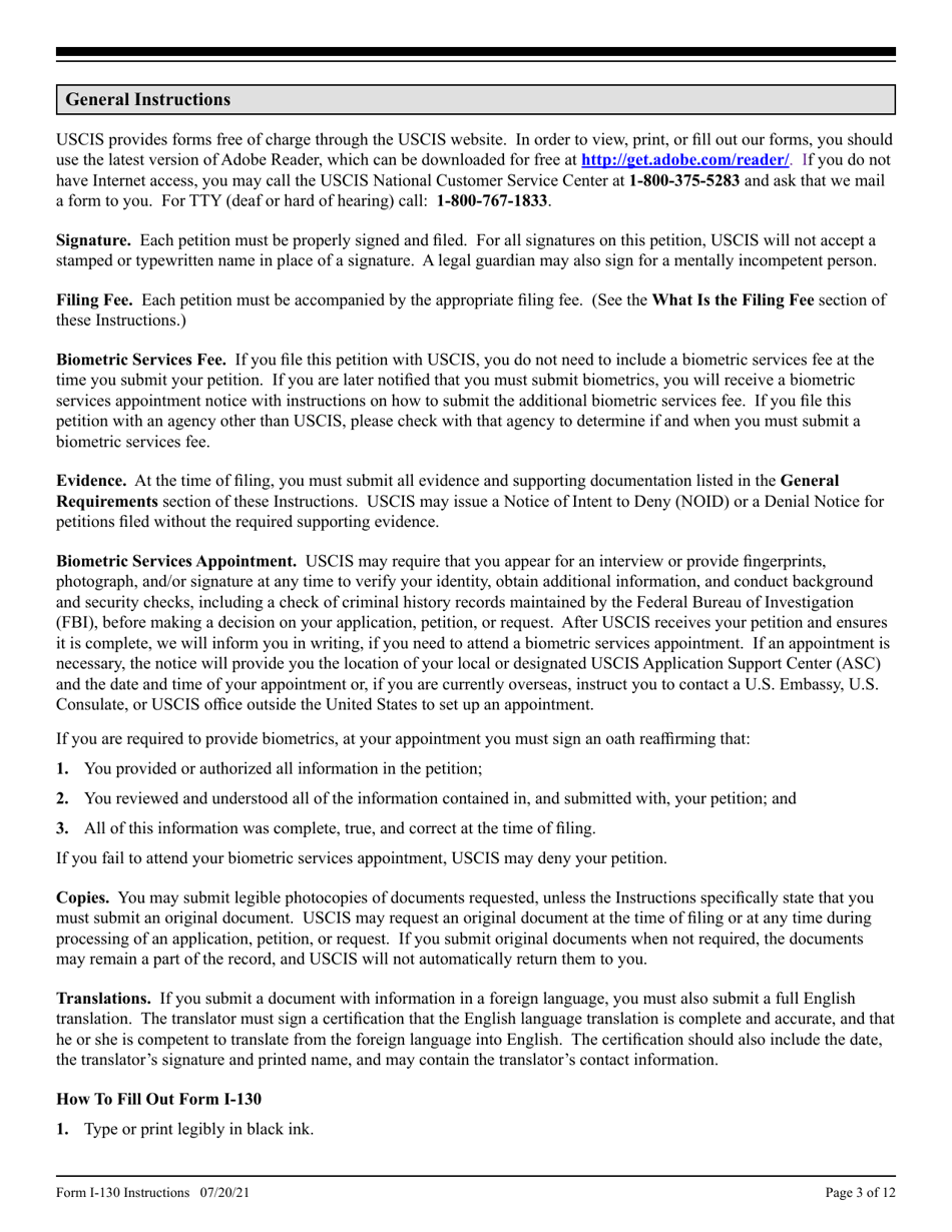 Download Instructions For USCIS Form I 130 I 130A PDF Templateroller