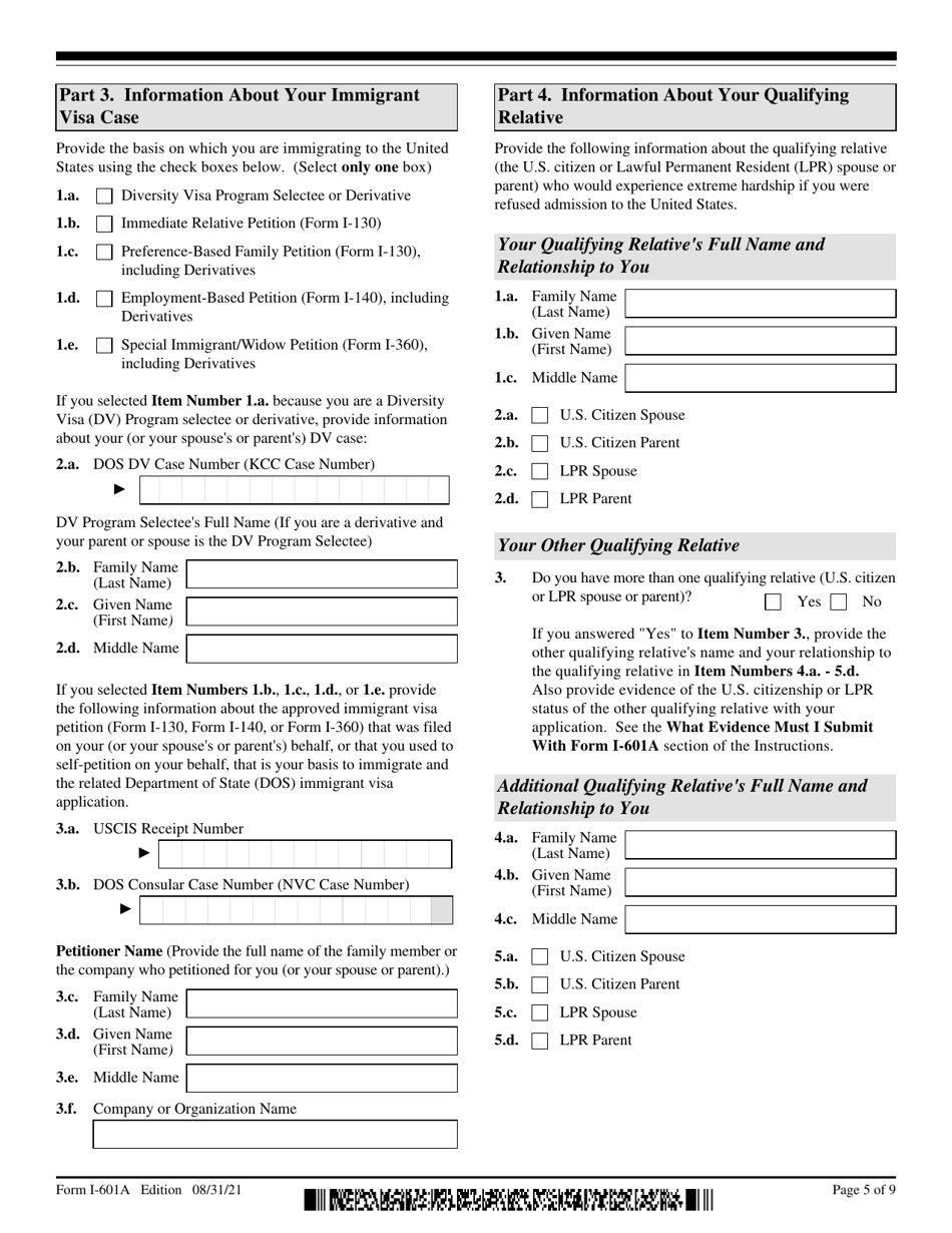 USCIS Form I-601A Download Fillable PDF or Fill Online Application for ...
