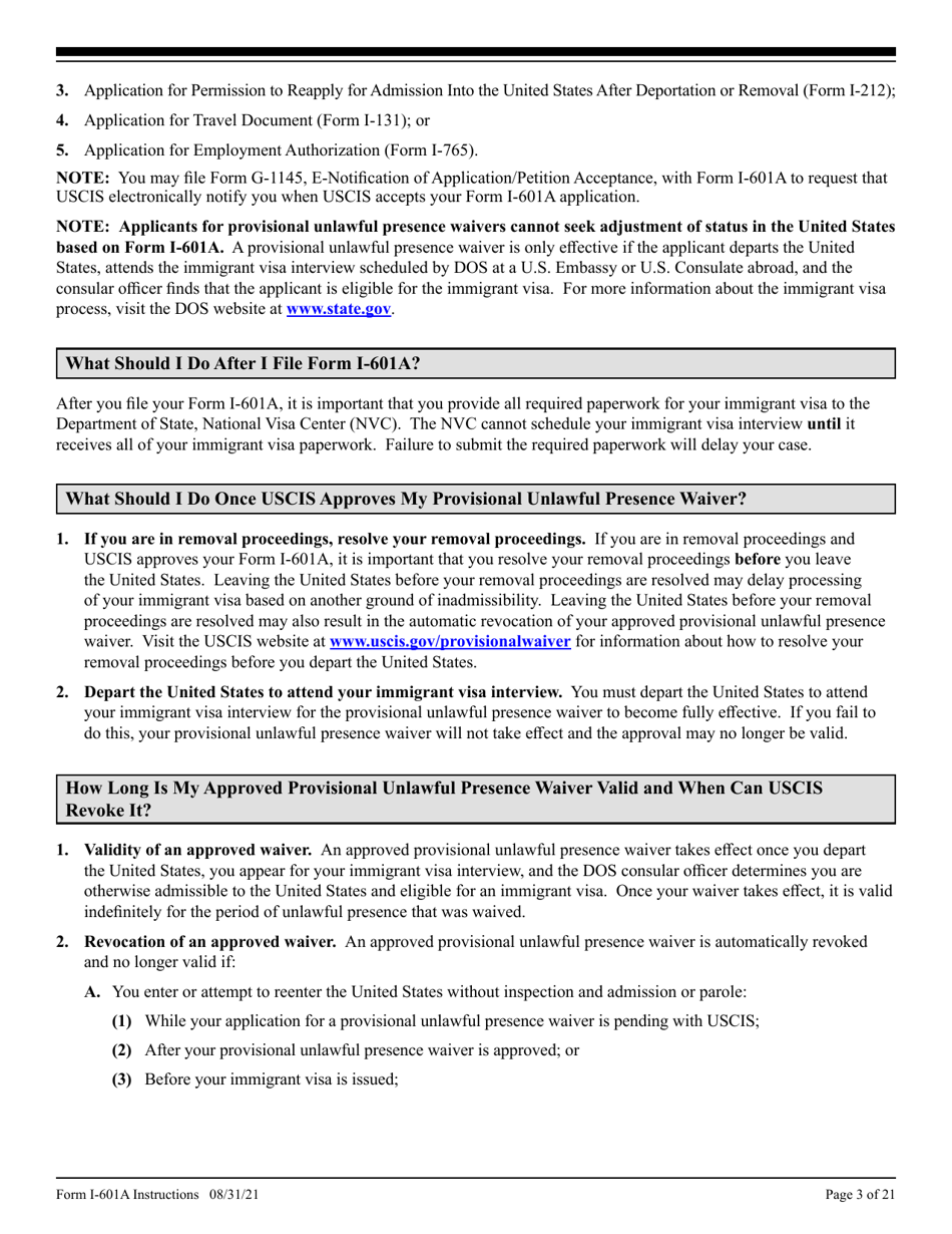 Download Instructions for USCIS Form I-601A Application for Provisional ...
