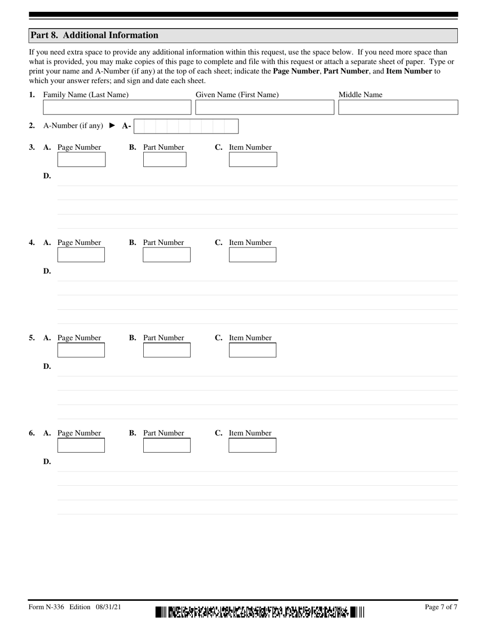 USCIS Form N-336 Download Fillable PDF or Fill Online Request for a ...