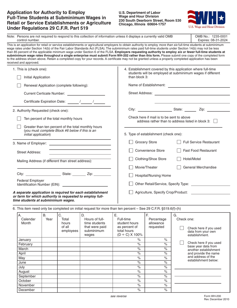 Form WH-200 - Fill Out, Sign Online and Download Fillable PDF ...