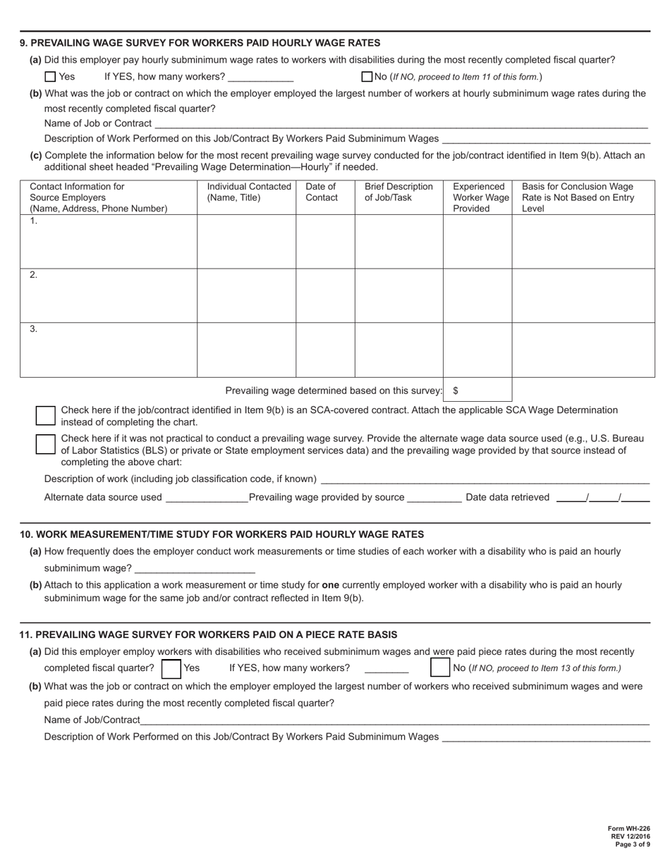 Form WH-226 - Fill Out, Sign Online and Download Fillable PDF | Templateroller