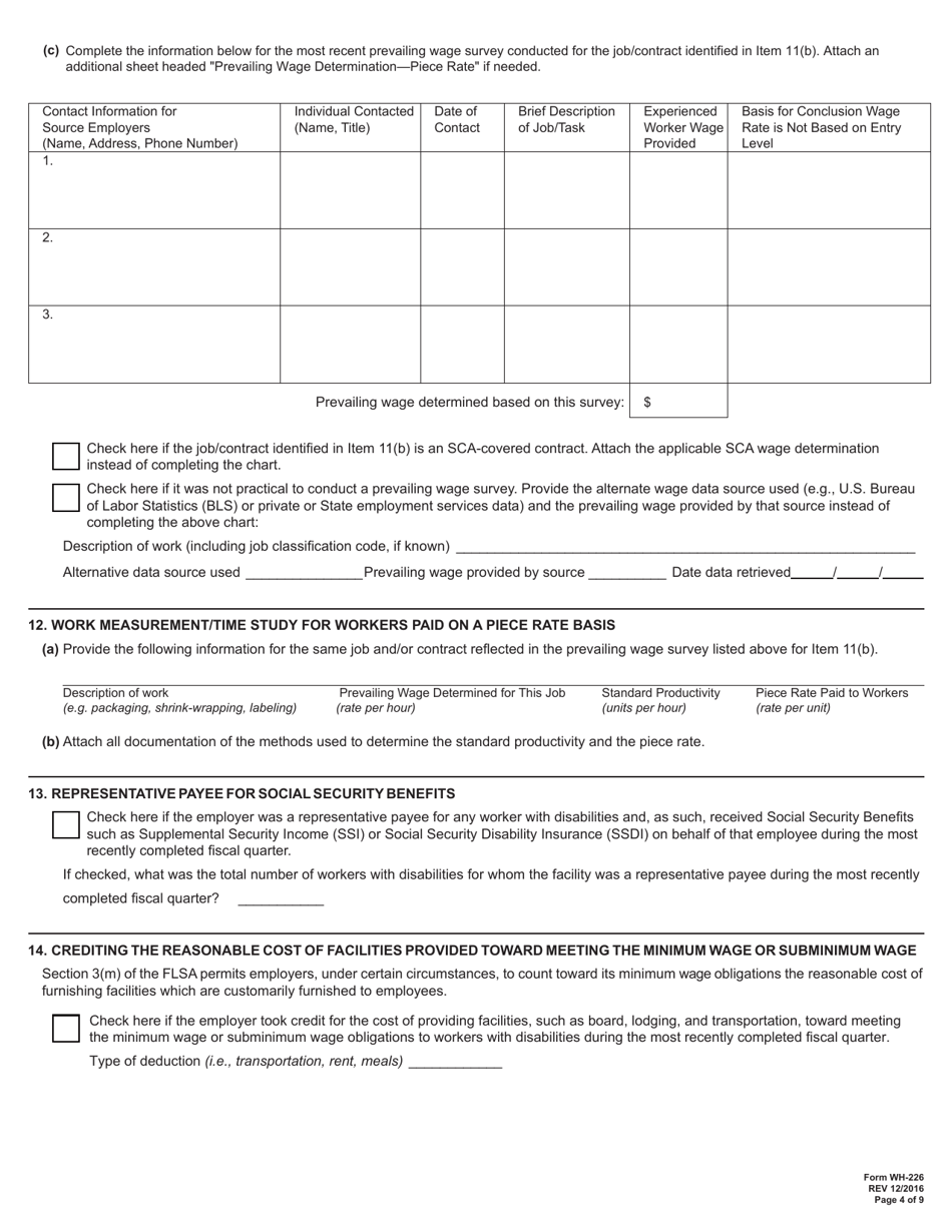 Form WH-226 - Fill Out, Sign Online and Download Fillable PDF | Templateroller