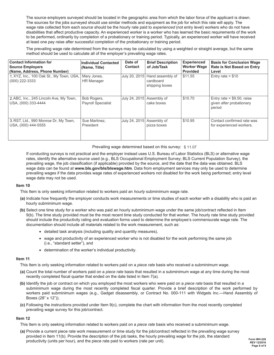 Form WH-226 - Fill Out, Sign Online and Download Fillable PDF | Templateroller
