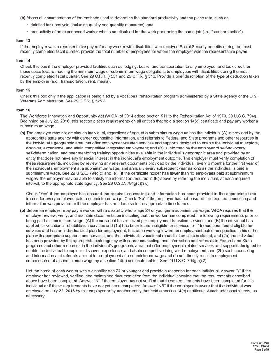 Form WH-226 - Fill Out, Sign Online and Download Fillable PDF | Templateroller