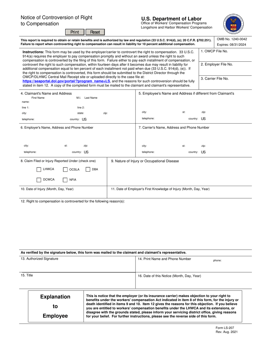 Form LS-207 - Fill Out, Sign Online and Download Fillable PDF ...