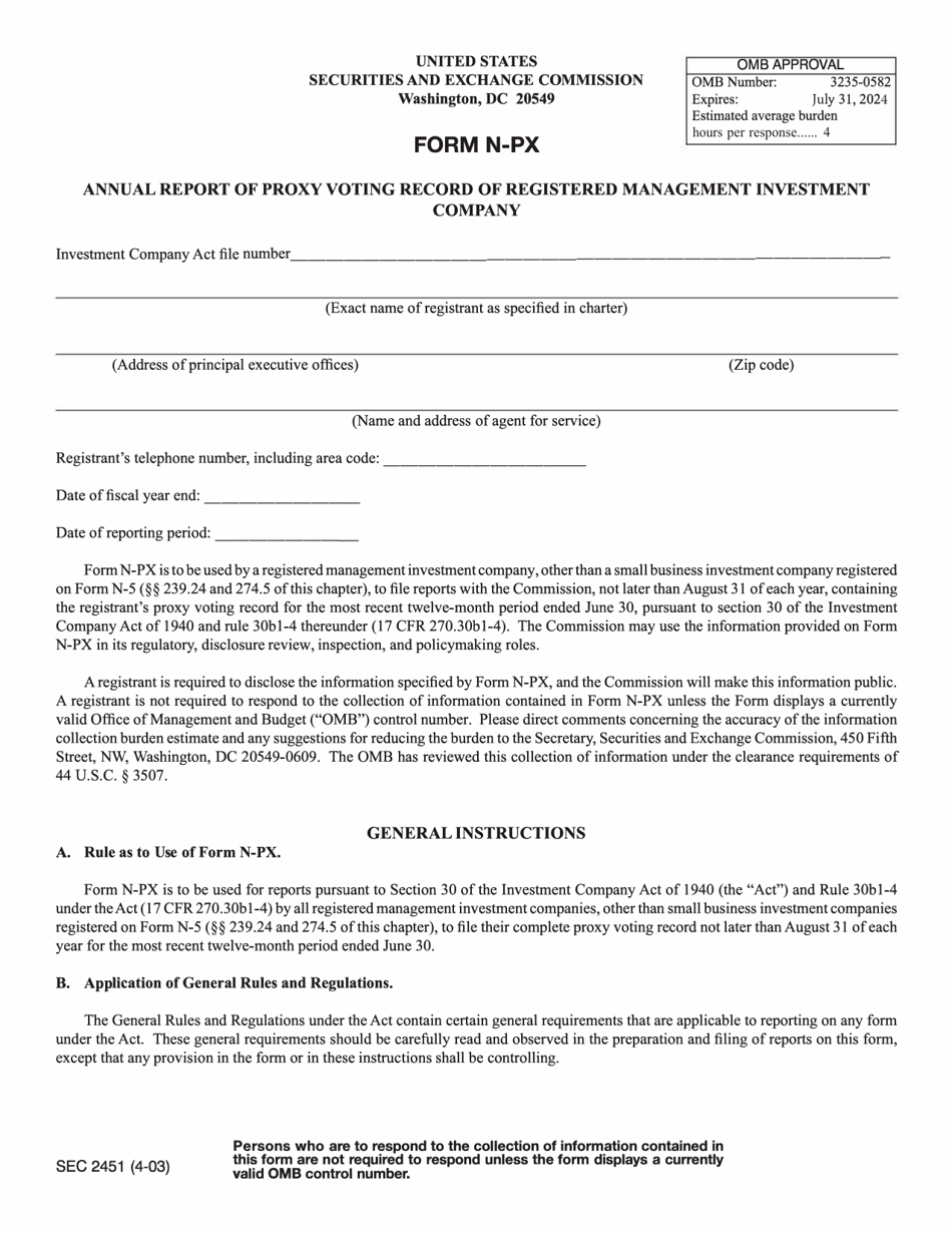 SEC Form 2451 (N-PX) - Fill Out, Sign Online and Download Printable PDF ...