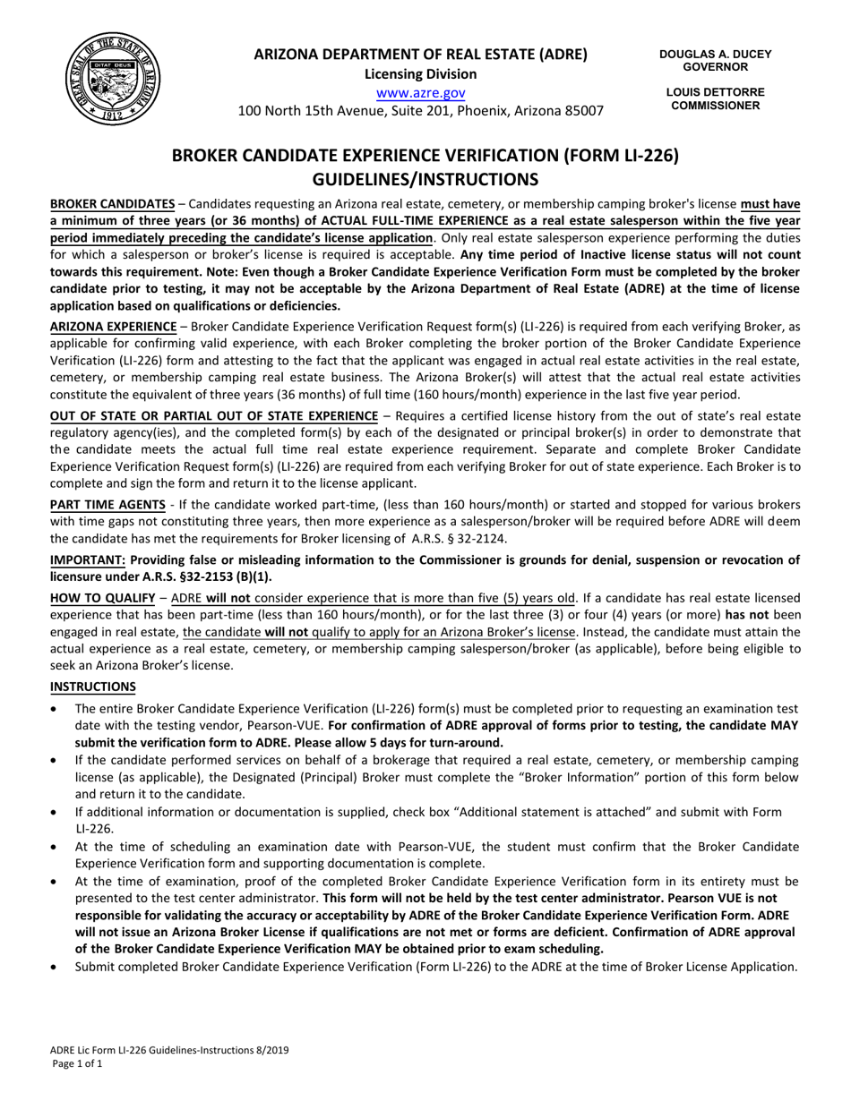 Download Instructions for Form LI-226 Broker Candidate Experience ...