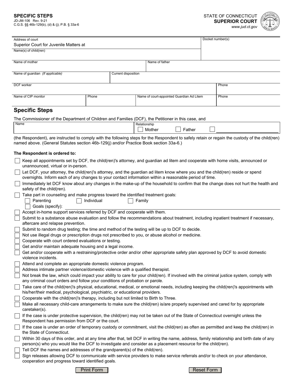 Form JD-JM-106 Download Fillable PDF or Fill Online Specific Steps ...
