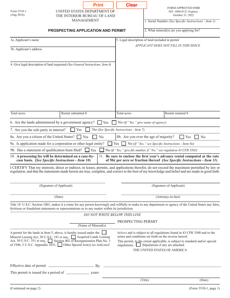 Form 3510-1 - Fill Out, Sign Online and Download Fillable PDF ...