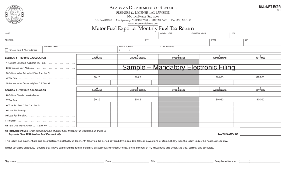 Form B&L: MFT-EXPR Download Printable PDF or Fill Online Motor Fuel ...