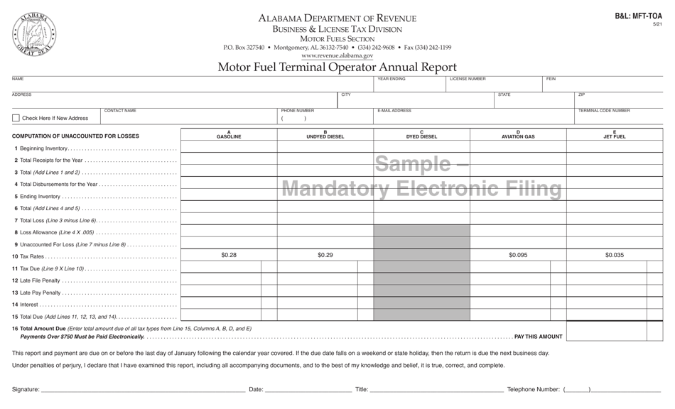 Form B&L: MFT-TOA Download Printable PDF or Fill Online Motor Fuel ...