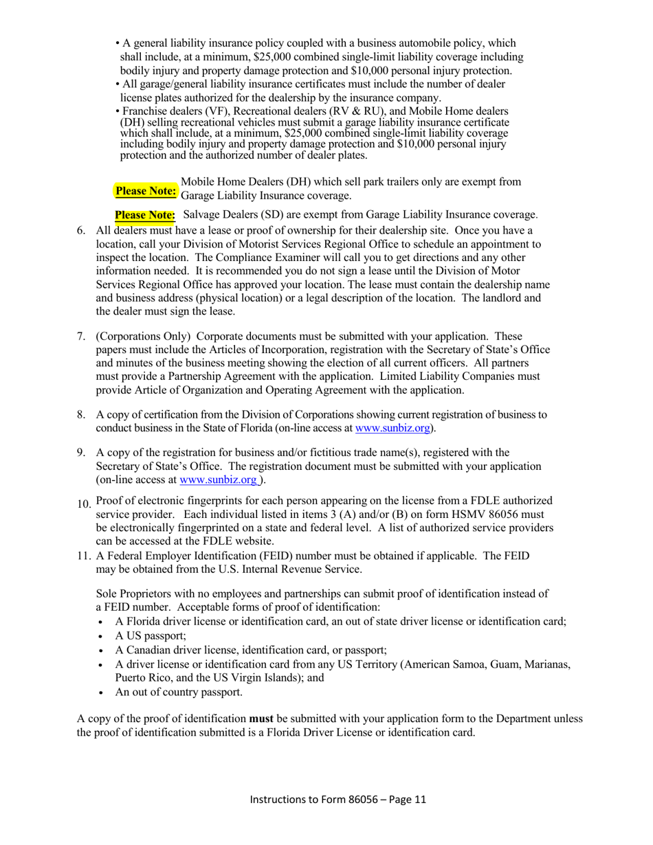 Form HSMV86056 Download Fillable PDF or Fill Online Application for a ...