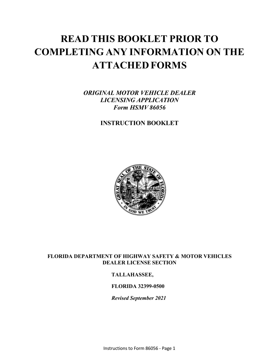 Form HSMV86056 Download Fillable PDF or Fill Online Application for a ...