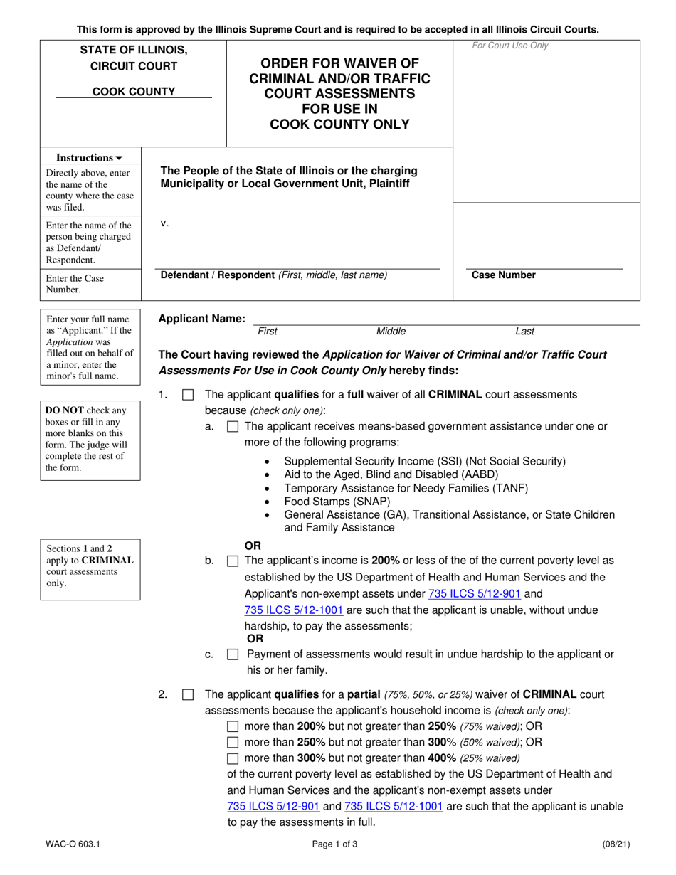 Form WAC-O603.1 - Fill Out, Sign Online and Download Fillable PDF, Cook ...