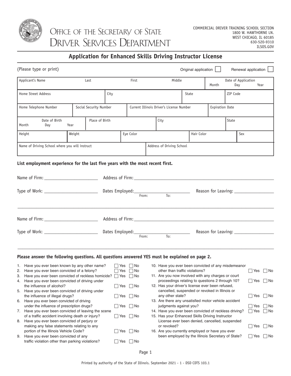 Form DSD CDTS103 - Fill Out, Sign Online and Download Printable PDF ...