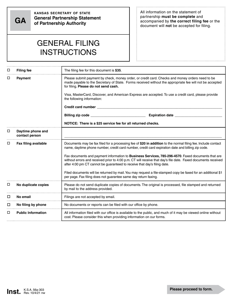 Form GA - Fill Out, Sign Online and Download Fillable PDF, Kansas ...