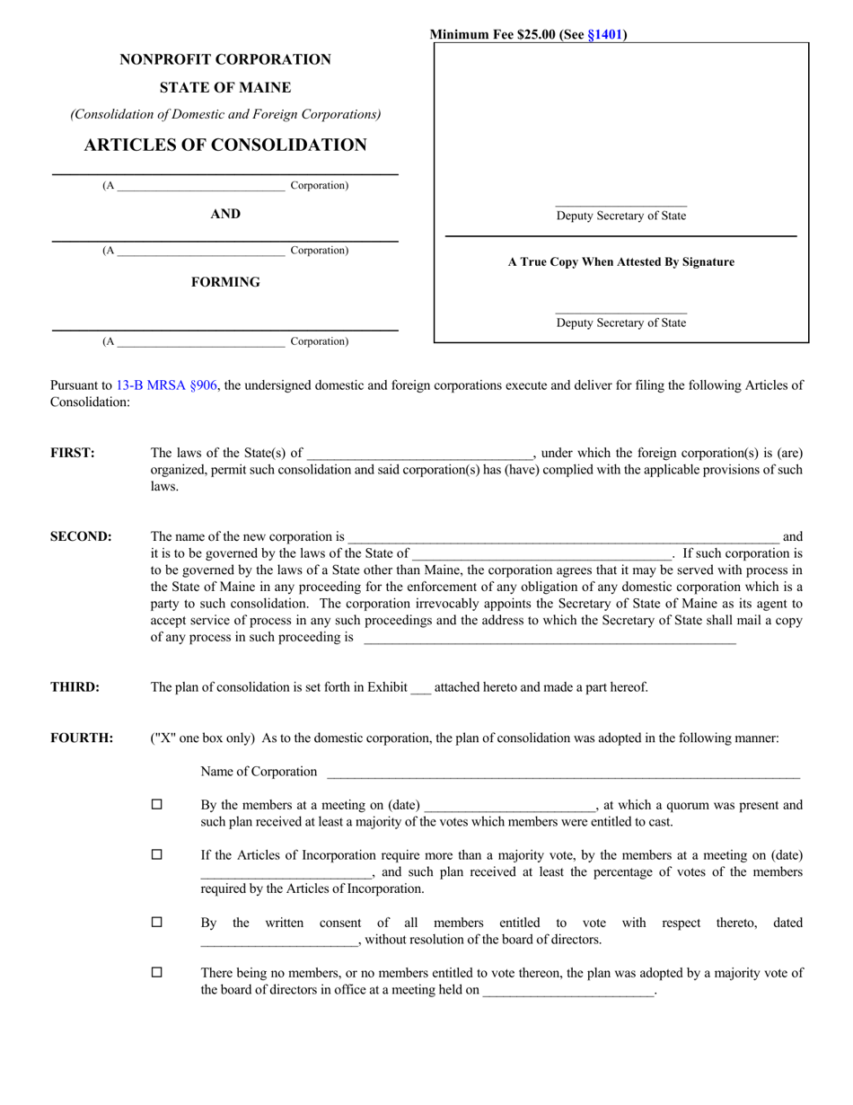Form MNPCA-10E Download Fillable PDF or Fill Online Articles of Consolidation (Domestic and ...