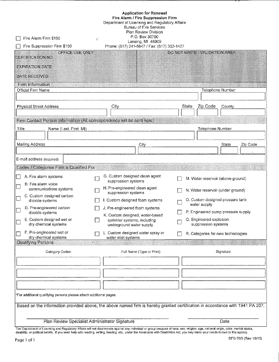 Form BFS-76B - Fill Out, Sign Online and Download Printable PDF ...