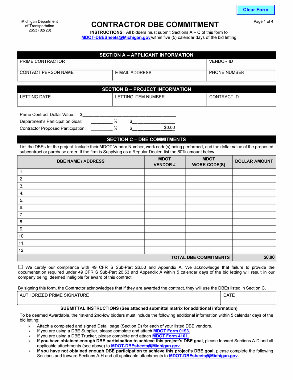Form 2653 - Fill Out, Sign Online and Download Fillable PDF, Michigan ...