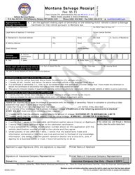 Form MV203 Download Fillable PDF or Fill Online Montana Salvage Receipt ...