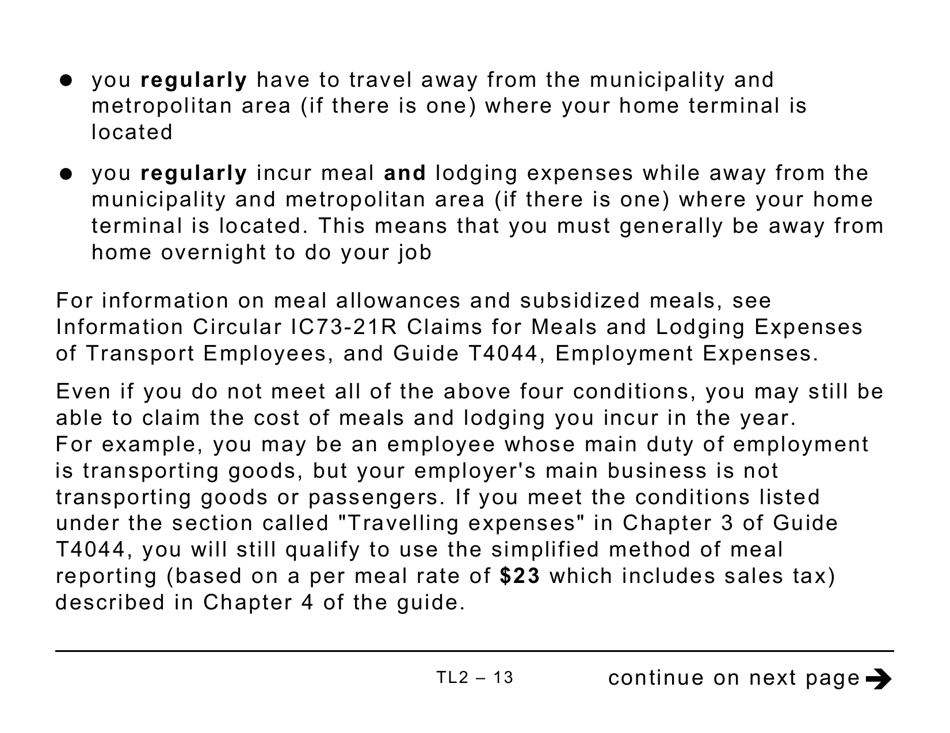 Form TL2 - Fill Out, Sign Online and Download Printable PDF, Canada | Templateroller