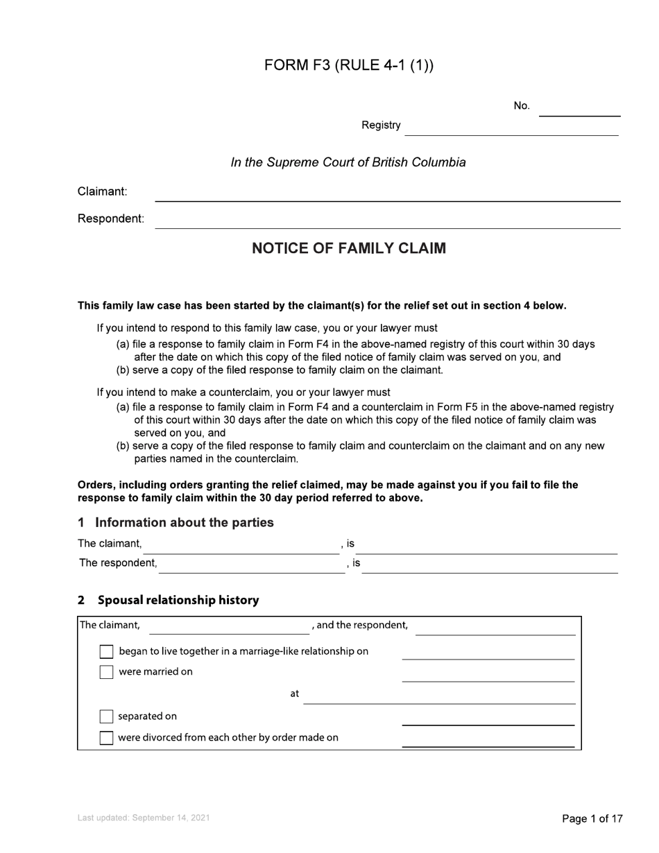 Form F3 - Fill Out, Sign Online and Download Fillable PDF, British ...