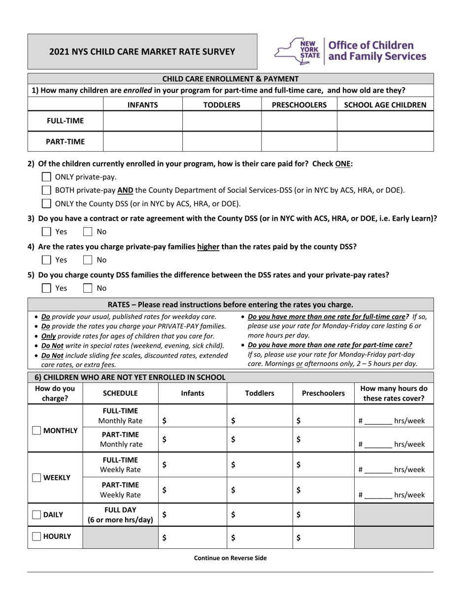 2021 New York NYS Child Care Market Rate Survey - Fill Out, Sign Online ...
