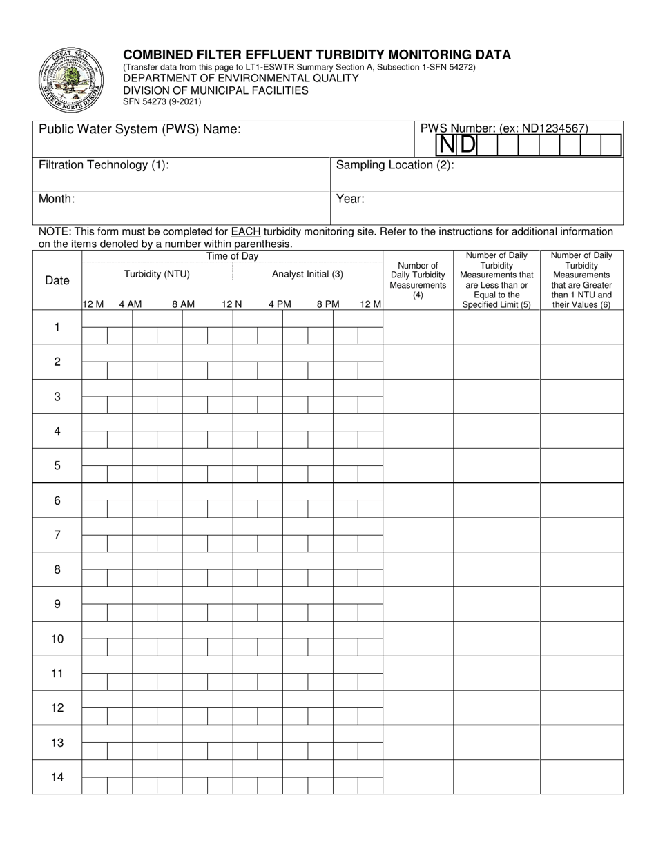Form SFN54273 Download Fillable PDF or Fill Online Combined Filter ...