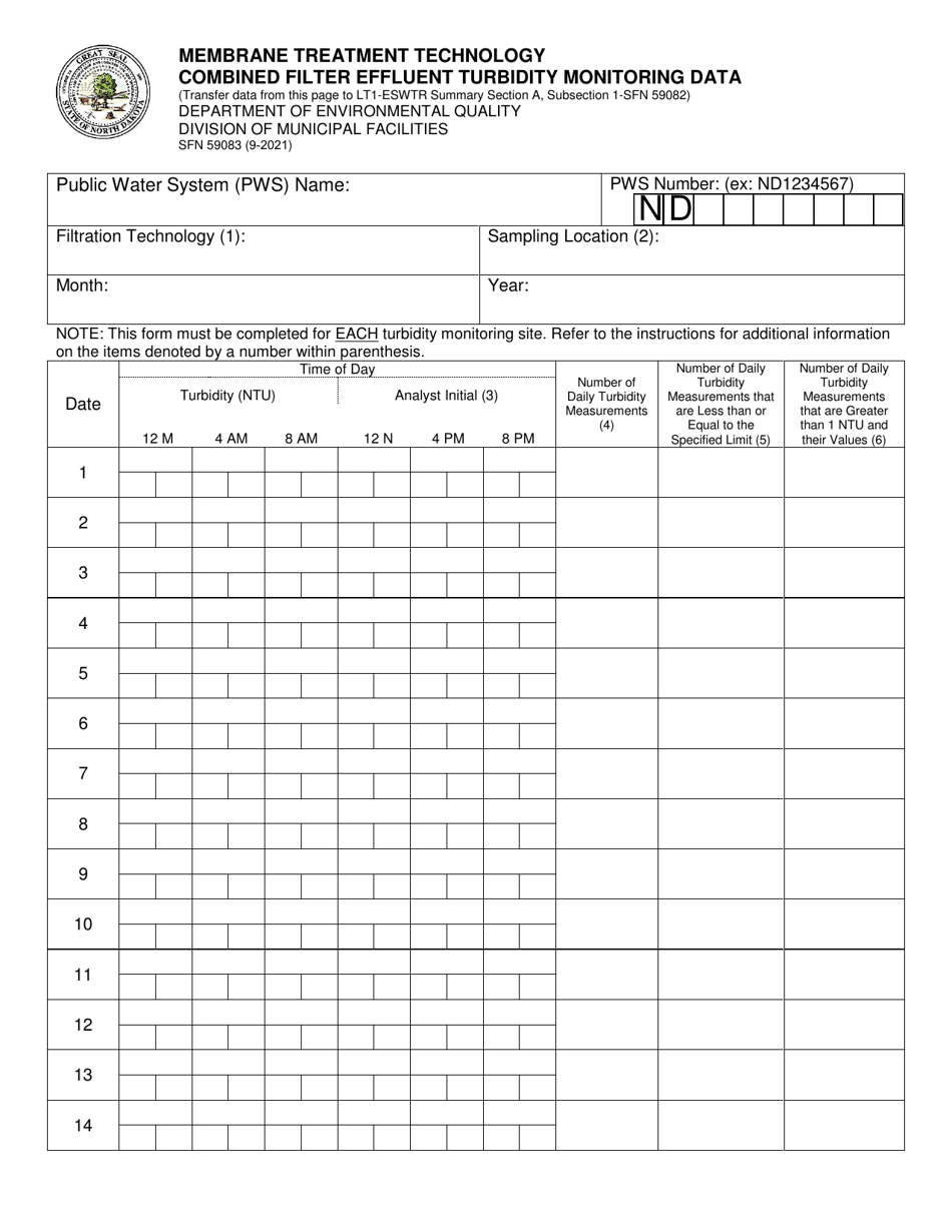 Form SFN59083 Download Fillable PDF or Fill Online Combined Filter ...