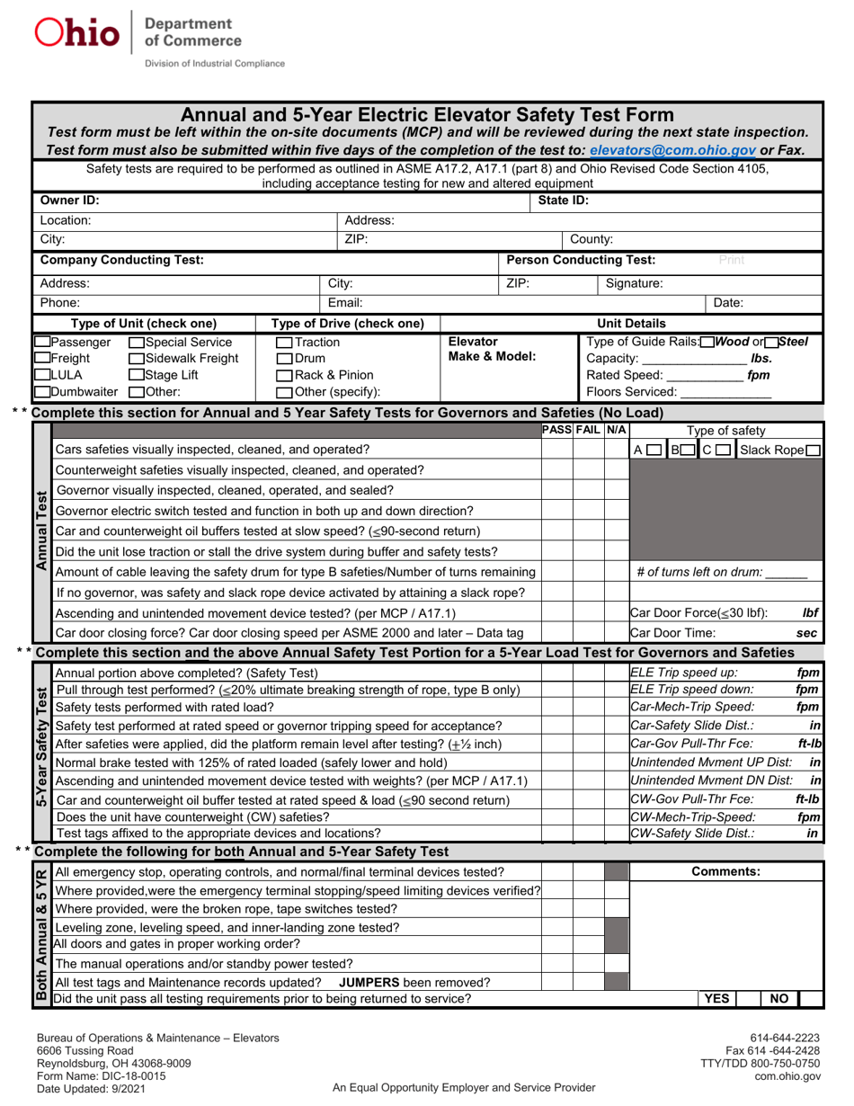 Form DIC-18-0015 Download Fillable PDF or Fill Online Annual and 5-year ...