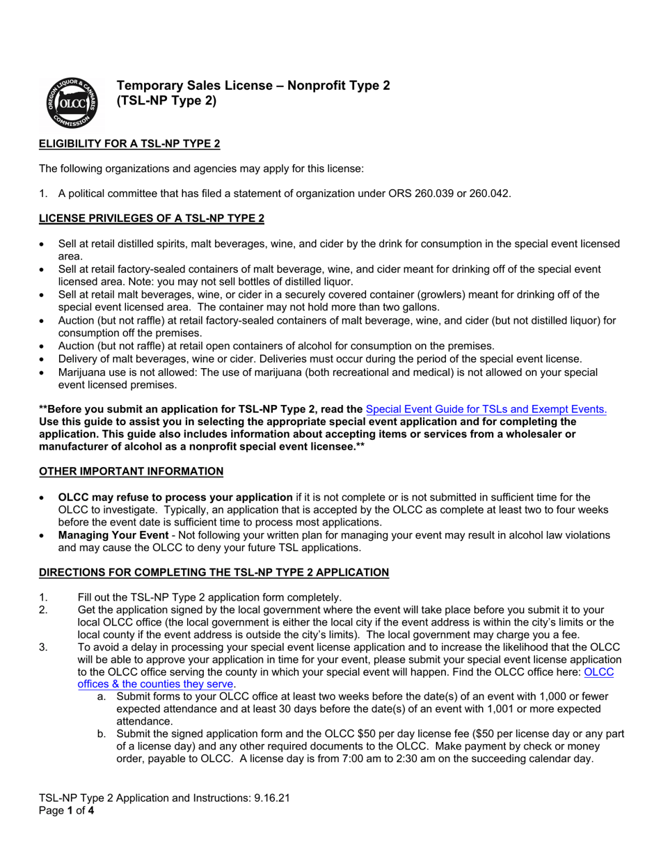 Oregon Temporary Sales License - Nonprofit Type 2 - Fill Out, Sign ...