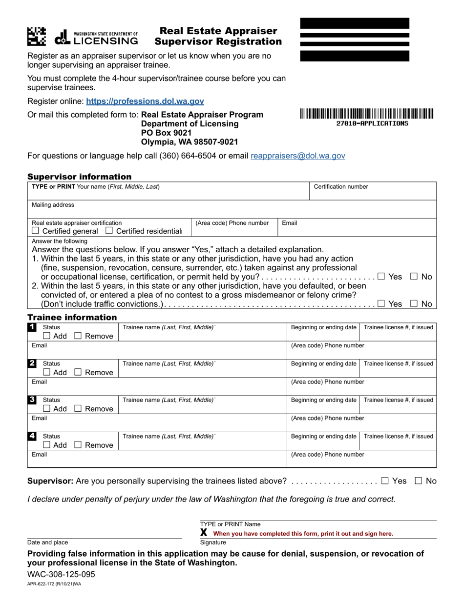 Form APR-622-172 Download Fillable PDF or Fill Online Real Estate ...