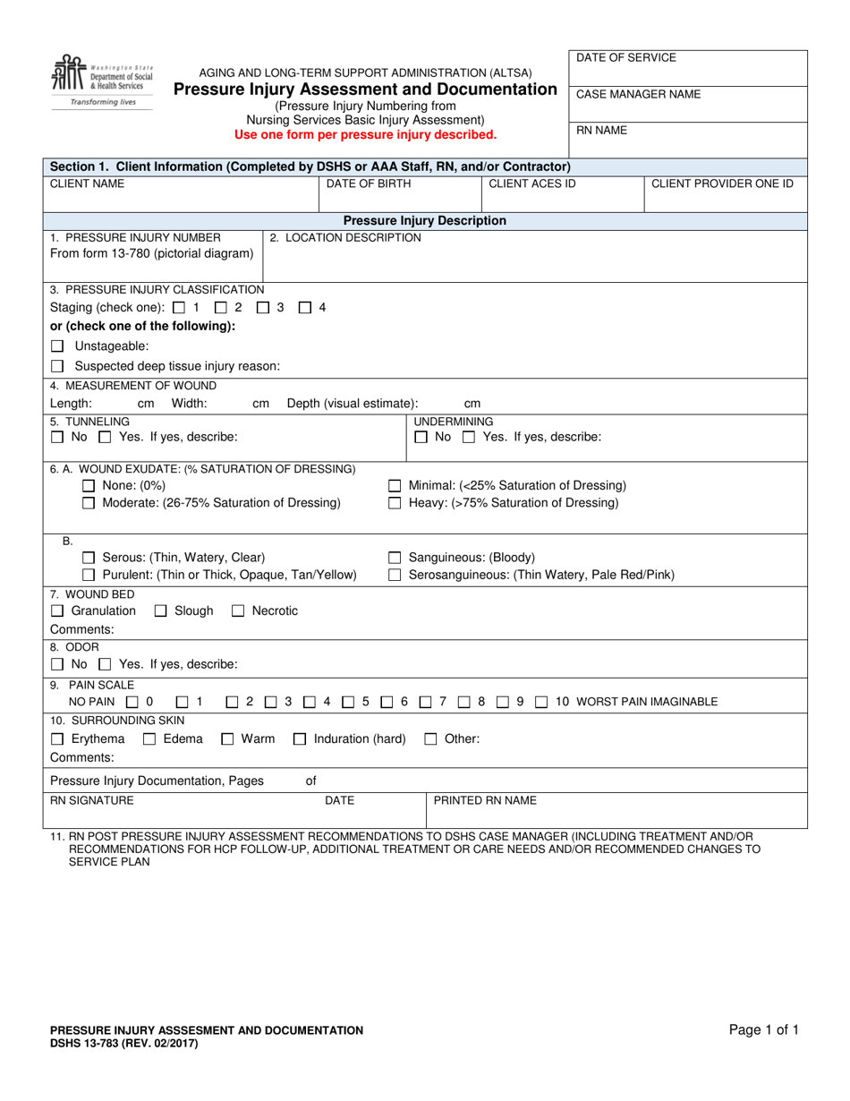 DSHS Form 13-783 - Fill Out, Sign Online and Download Printable PDF ...